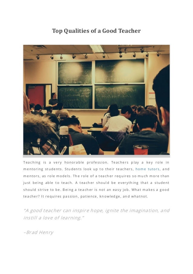 Top Qualities of a Good Teacher | PDF