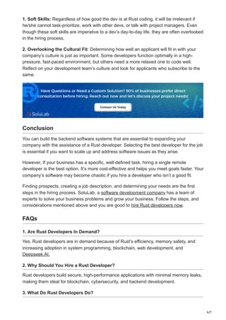 What to Look for When Hiring a Rust Software Developer in 2025? | PDF