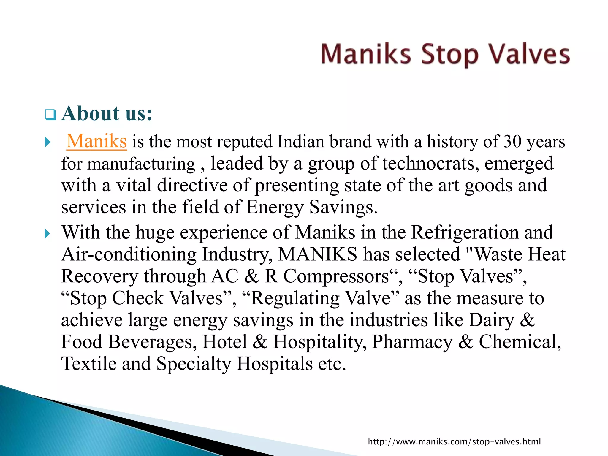 Top quality stop valve maniks | PPT