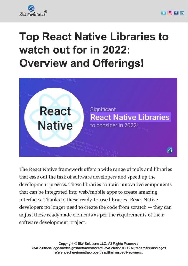 Top react native libraries to watch out for in 2022 overview and offerings | PDF