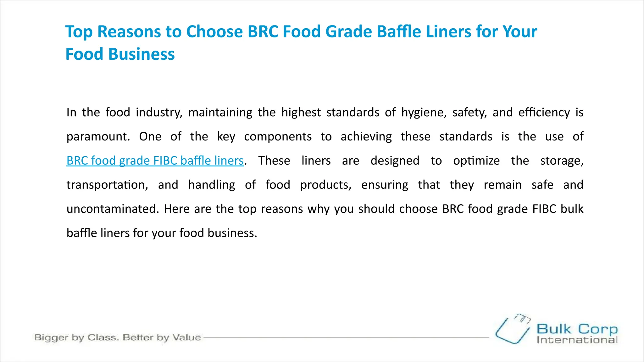 Top Reasons to Choose BRC Food Grade Baffle Liners for Your Food ...