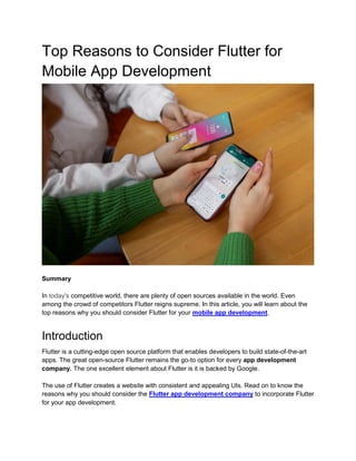 Top reasons to consider Flutter for mobile app development.pdf