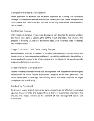 Top Reasons to Use ReactJS for Web Development | PDF