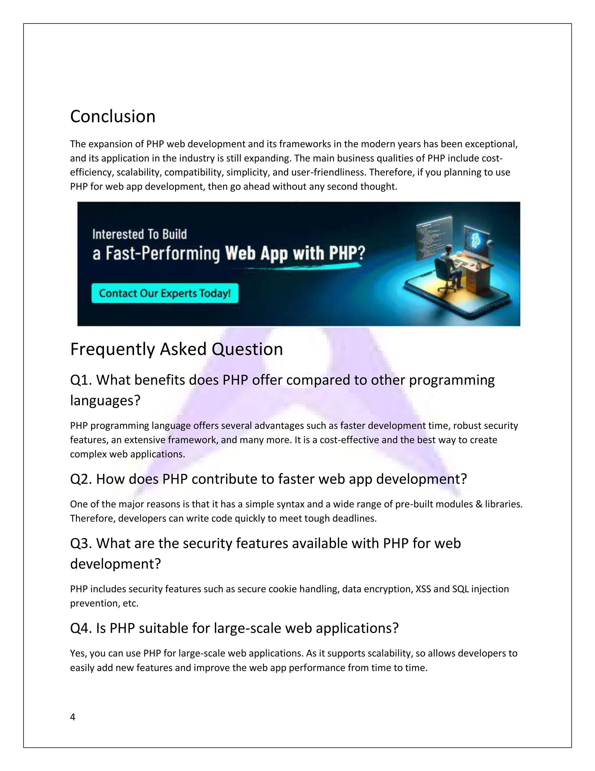 Top Reasons to Choose PHP for Your Web App Development | PDF
