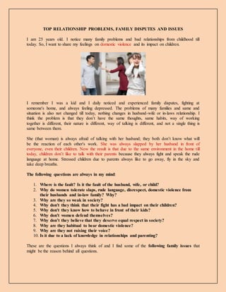 FAMILY PROBLEMS AND WOMEN ISSUES | DOCX