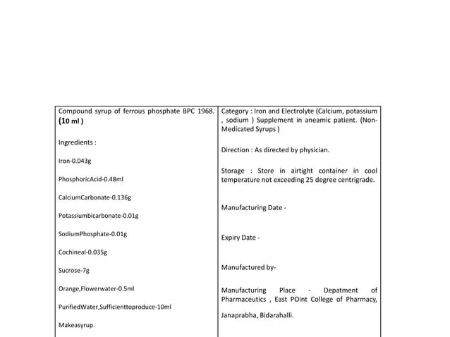 To prepare and submit compouns ferrous phosphate syrup WPS Office.pptx ...