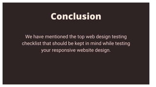 Top Responsive Web Design Testing Checklist | PPT