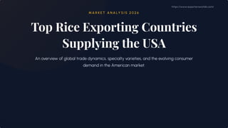 Top Rice Exporting Countries Supplying the USA: Largest Rice Exporters ...