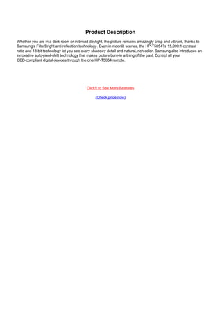 Top sale samsung hpt5054 50 inch plasma hdtv | PDF