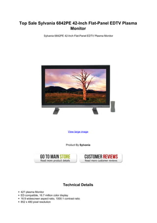Top sale sylvania 6842 pe 42 inch flat-panel edtv plasma monitor | PDF