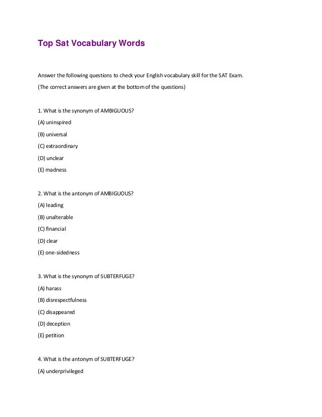 Top Sat Vocabulary Words | PDF