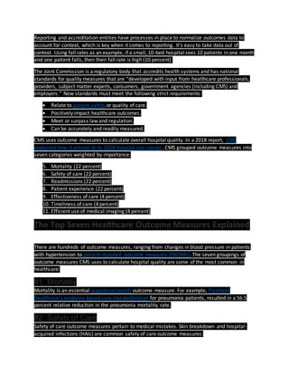 Top seven healthcare outcome measures of health | DOCX