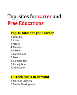 Top sites for career and Free education.pdf