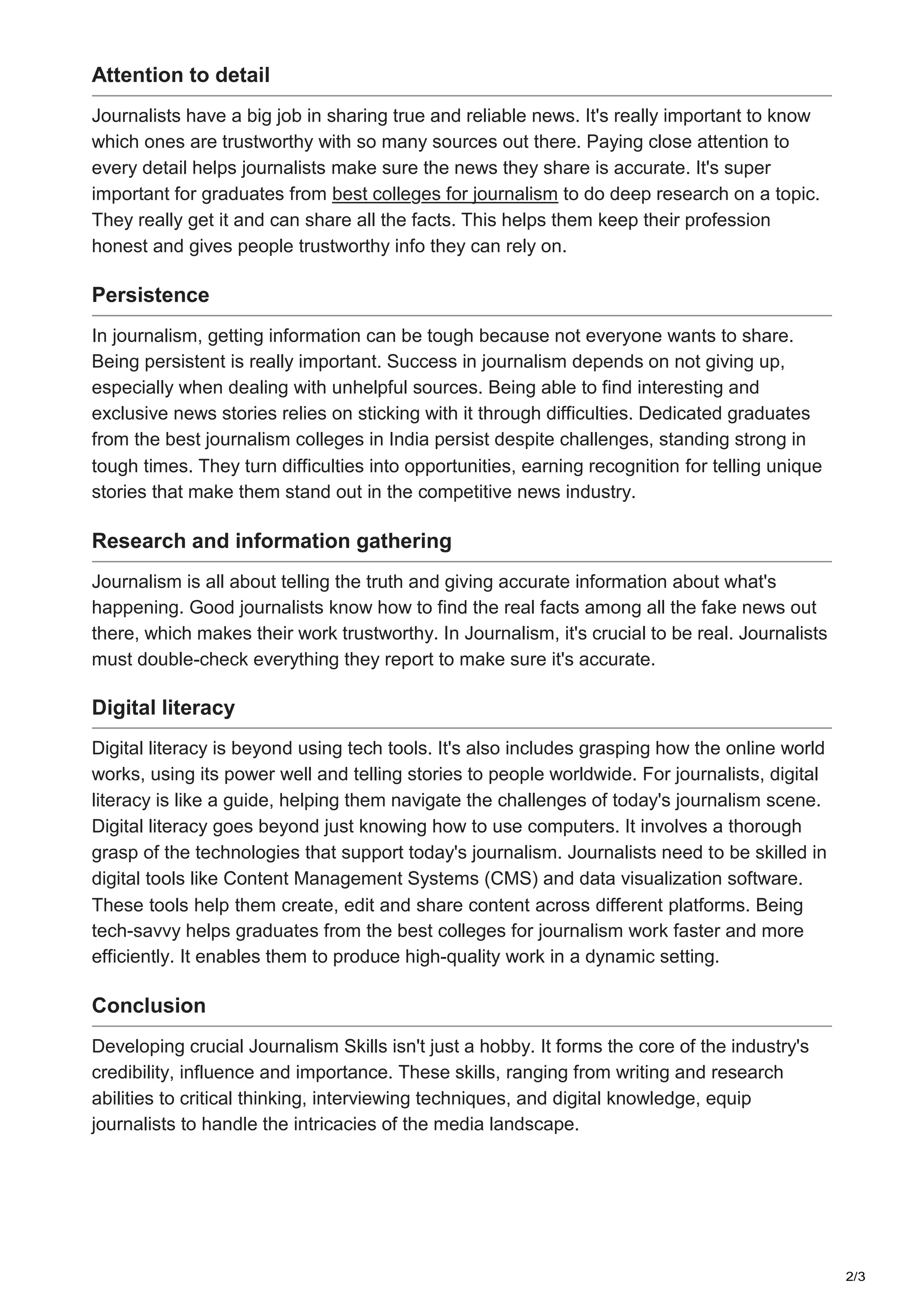 Top Skills that you develop in a journalism course! | DOCX