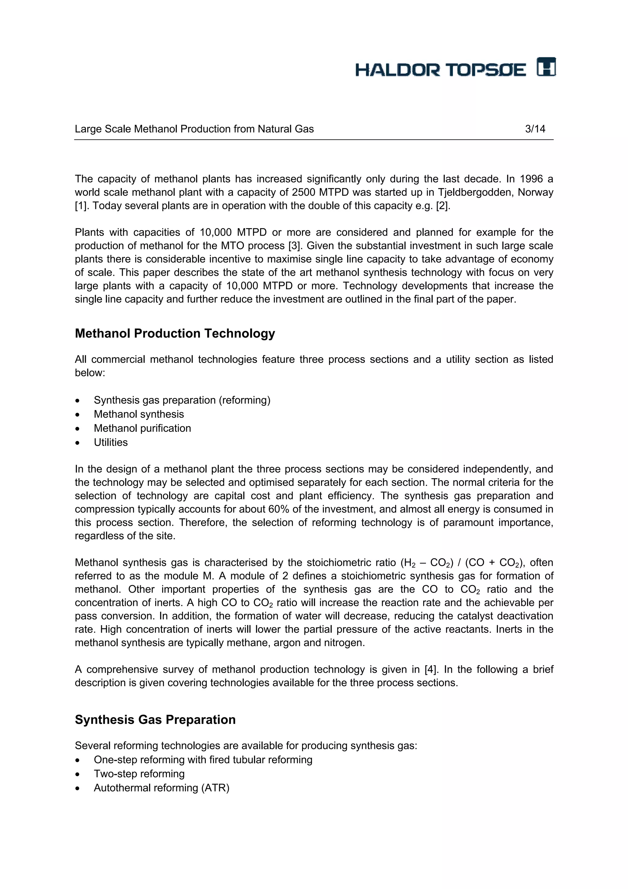 Topsoe large scale_methanol_prod_paper | PDF