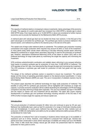Topsoe large scale_methanol_prod_paper | PDF