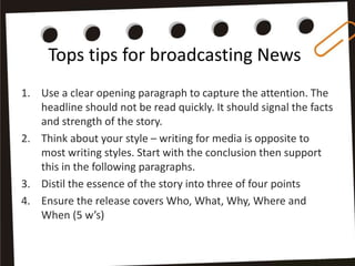 Tops tips for broadcasting news | PPTX