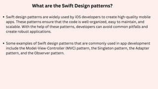 Top Swift Design Patterns to Improve the Interface of Your iOS App in 2023 | PPT