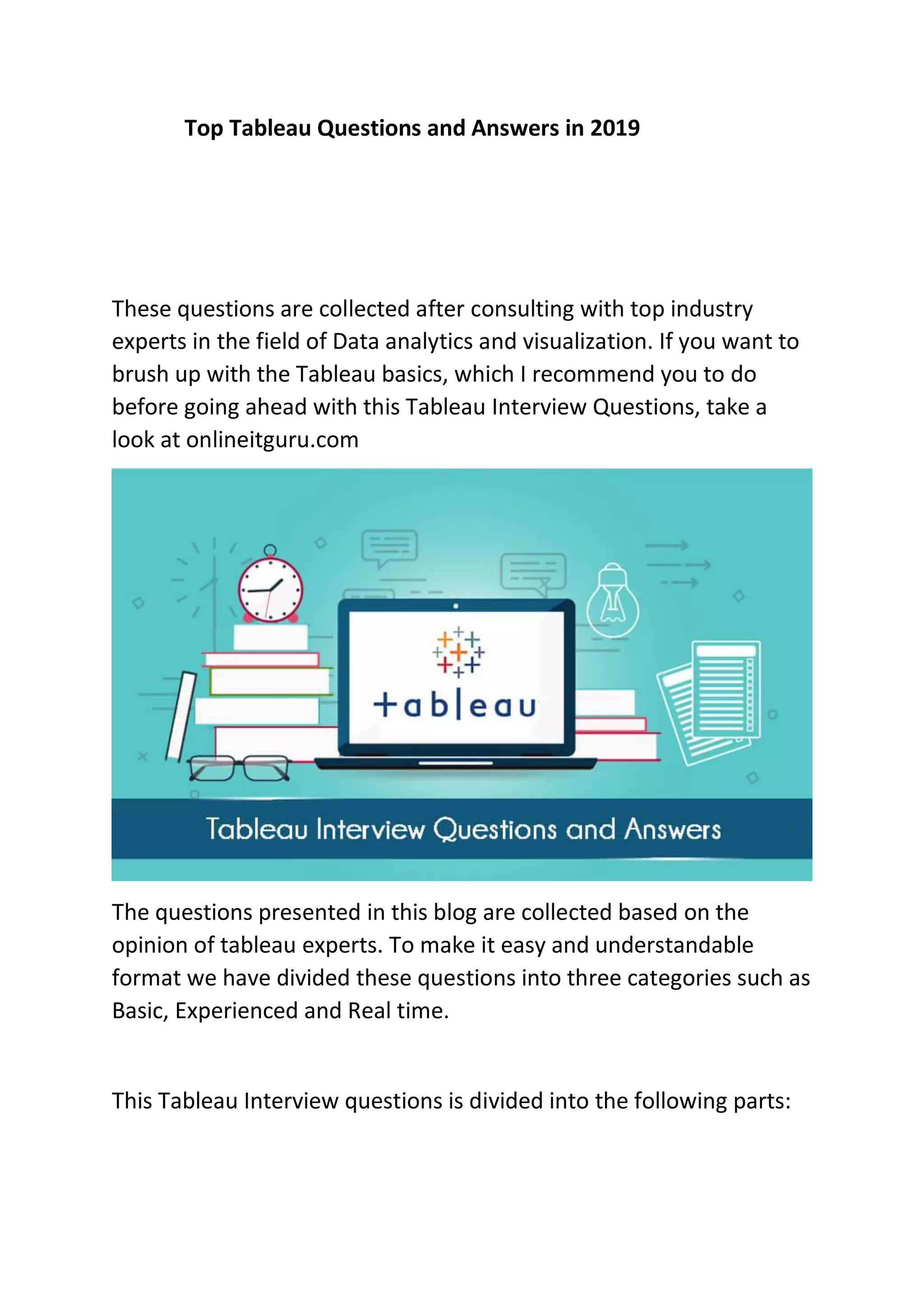 Top tableau questions and answers in 2019 | PDF
