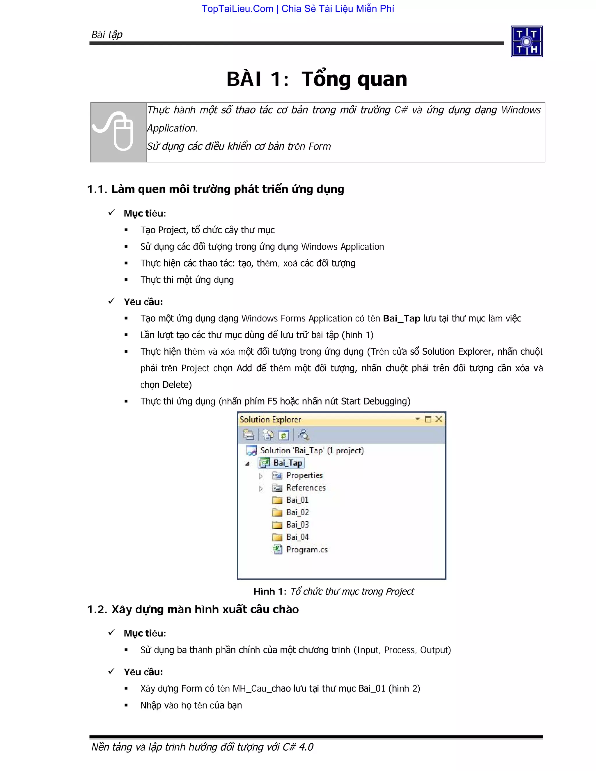 [Top tailieu.com] bai tap nen tang va lap trinh huong doi tuong voi ngon ngu c# | PDF