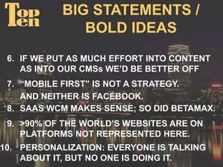 Top Ten List of "Bold Statements" - Gilbane 2011 Keynote | PPTX