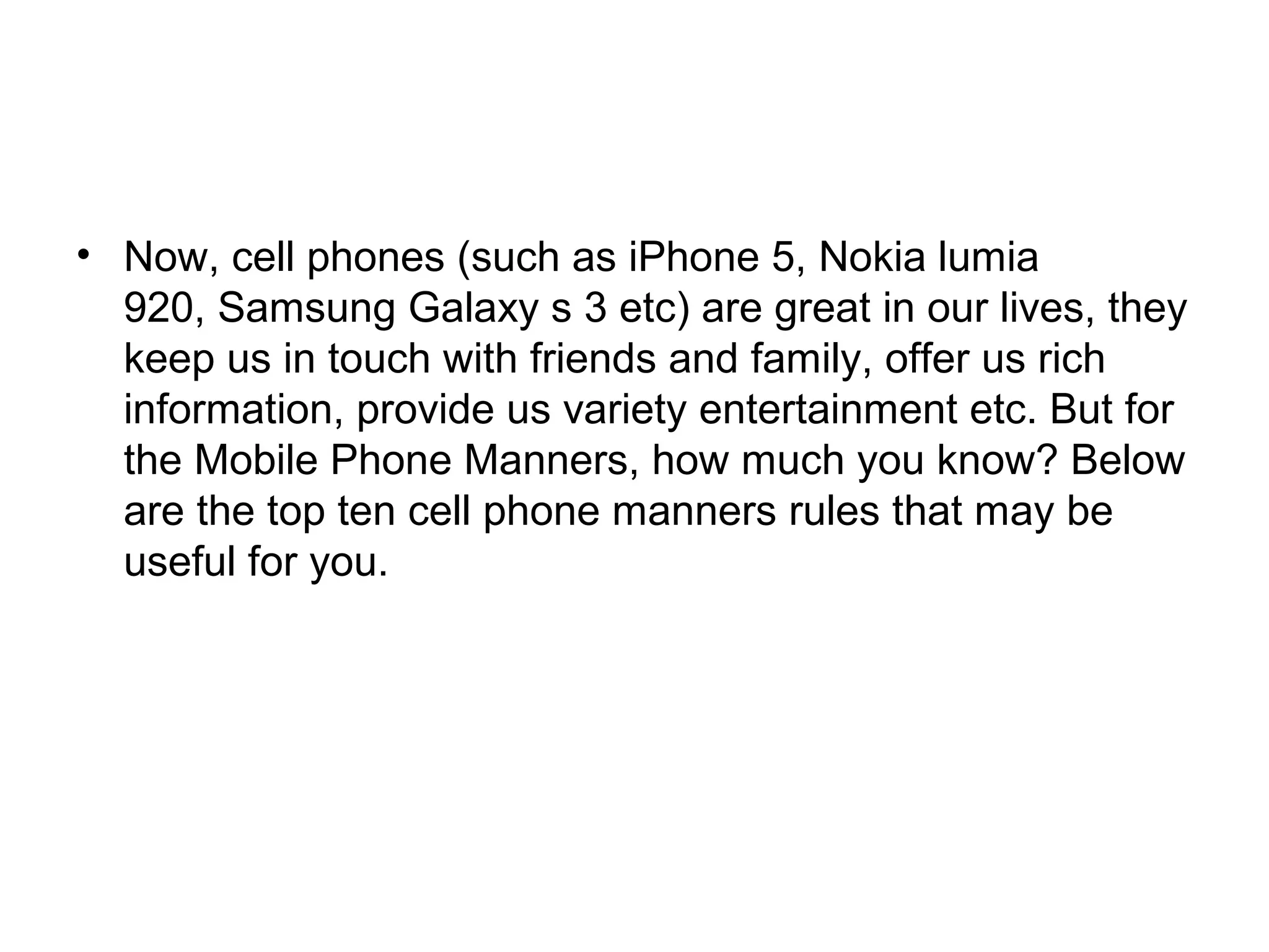 Top ten cell phone manners | PPT