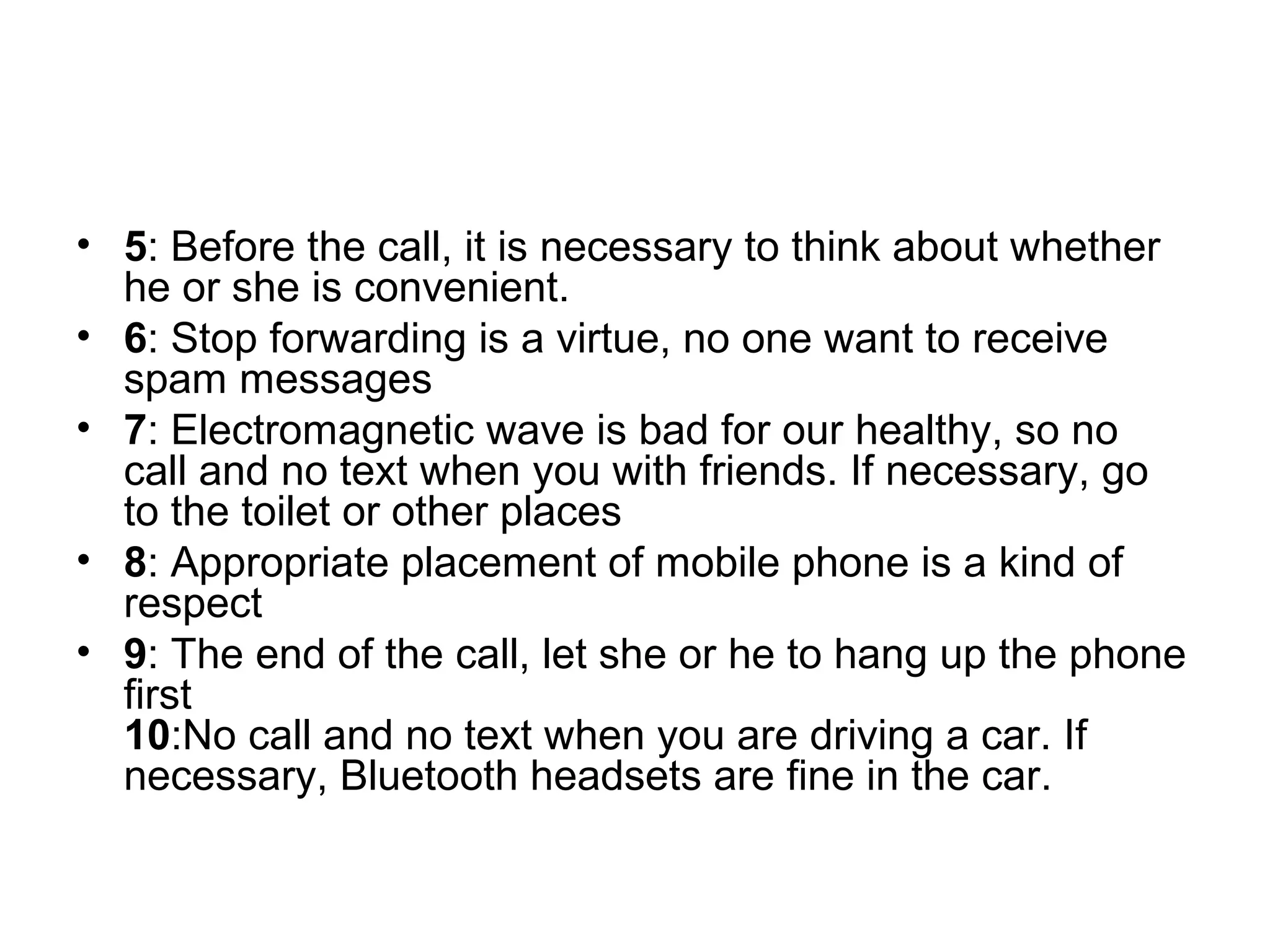 Top ten cell phone manners | PPT | Smartphones | Consumer Electronics