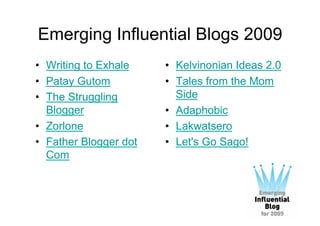 Top 10 Emerging Influential Blogs 2011 Winners | PPT