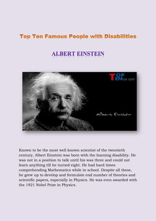 Top ten famous people with disabilities | PDF