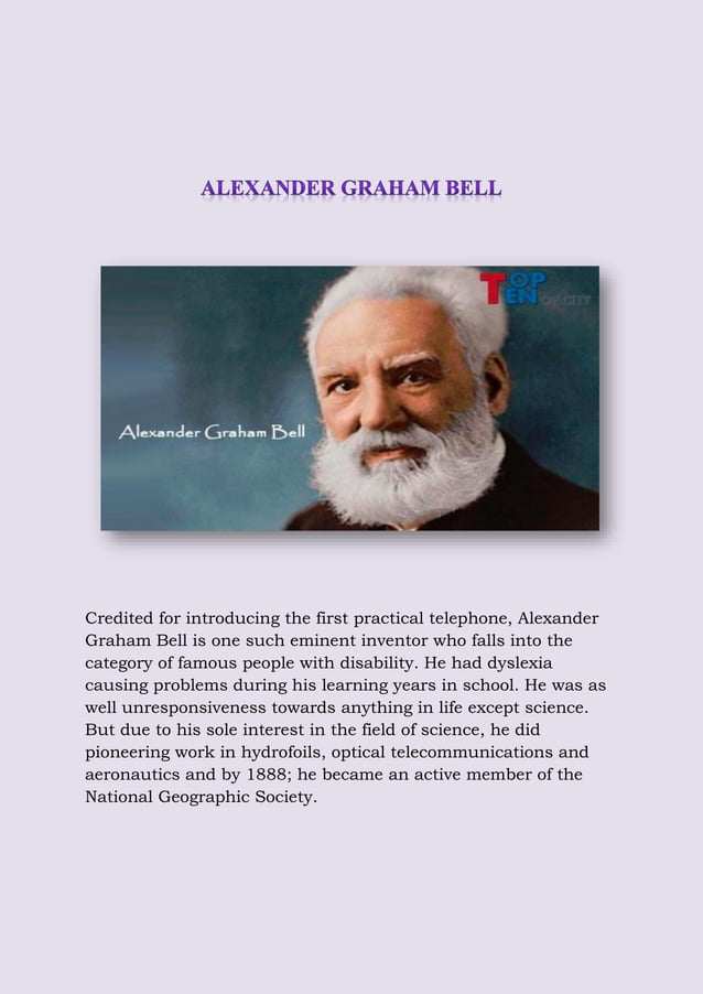 Top ten famous people with disabilities | PDF | Musical Instruments ...