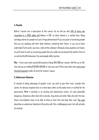 Top ten offbeat carrer | DOCX | Freelance Writing | Content Production