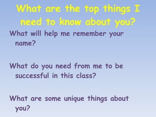 Top ten things you should know about me! | PPT