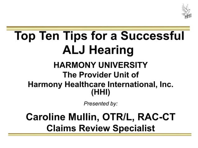 Top Ten Tips for a Successful ALJ Hearing | PPTX | Physical Therapy ...