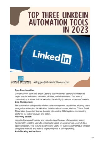 Top Three LinkedIn Automation Tools In 2023.pdf | Social Networking ...