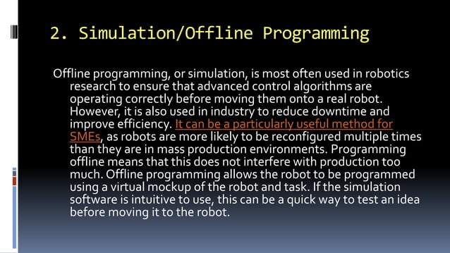 Top three robot programming methods (teaching) | PPTX