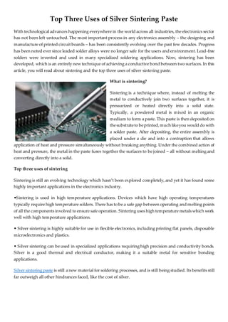 Uses Of Silver In Electronics