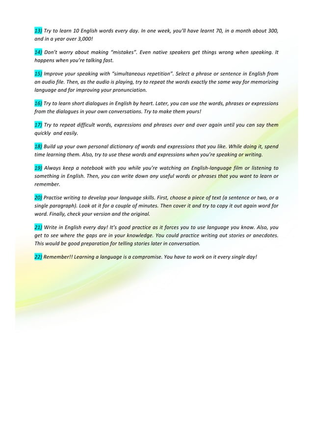 Top tips for learning english | PDF