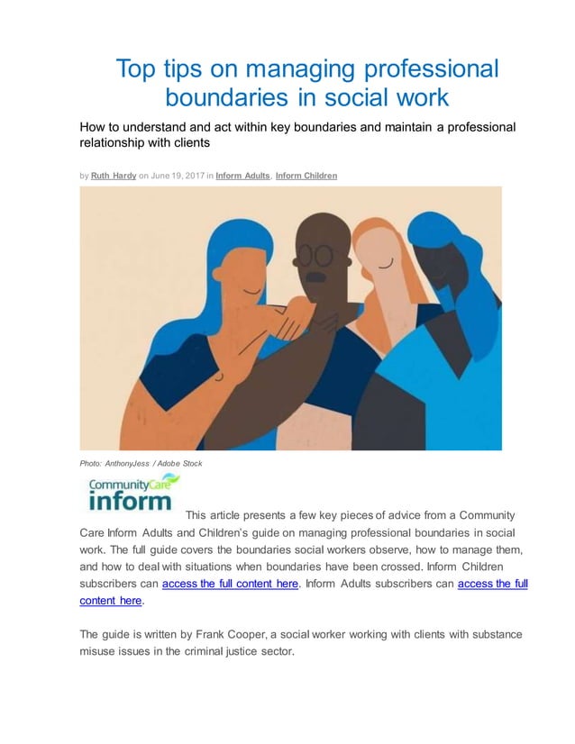 Top tips on managing professional boundaries in Social Work | PDF
