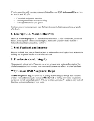 Top Tips to Get A+ Grades in University of Louisiana Assignments | PDF