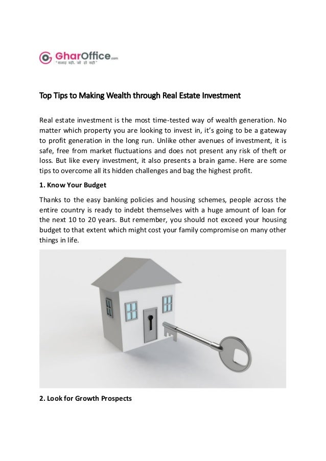 Top Tips To Making Wealth Through Real Estate Investment