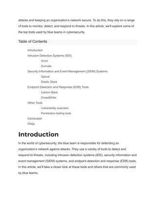Top Tools Used by Blue Teams in Cybersecurity.pdf