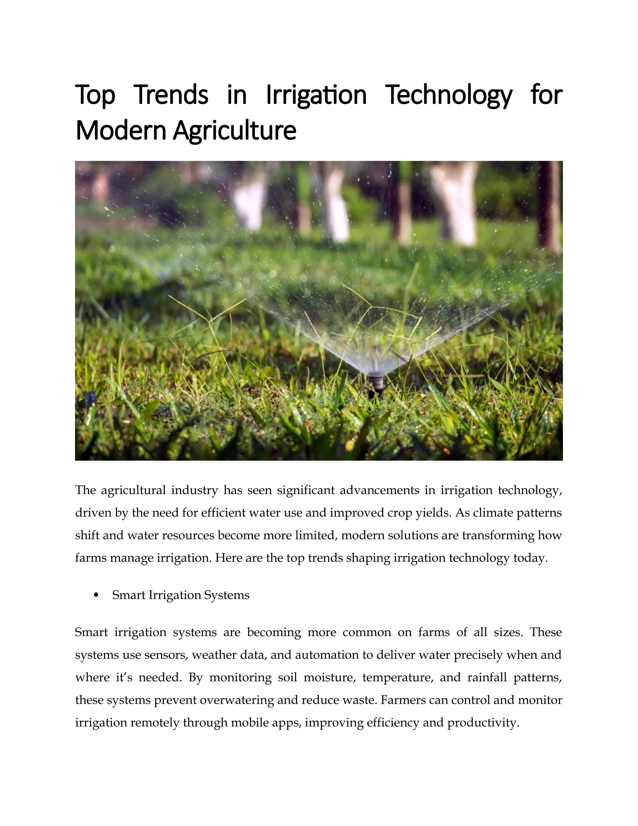 Top Trends in Irrigation Technology for Modern Agriculture | DOCX