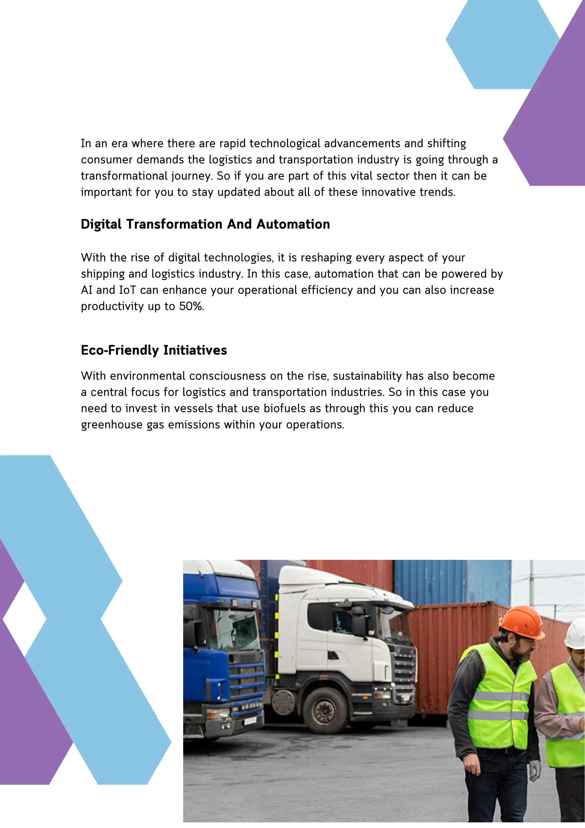 Top Trends That Are Shaping The Logistics And Transportation Industry | PDF