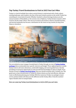 Top Turkey Travel Destinations to Visit in 2025 You Can’t Miss | PDF