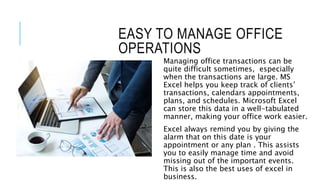 Top uses of microsoft excel | PPT