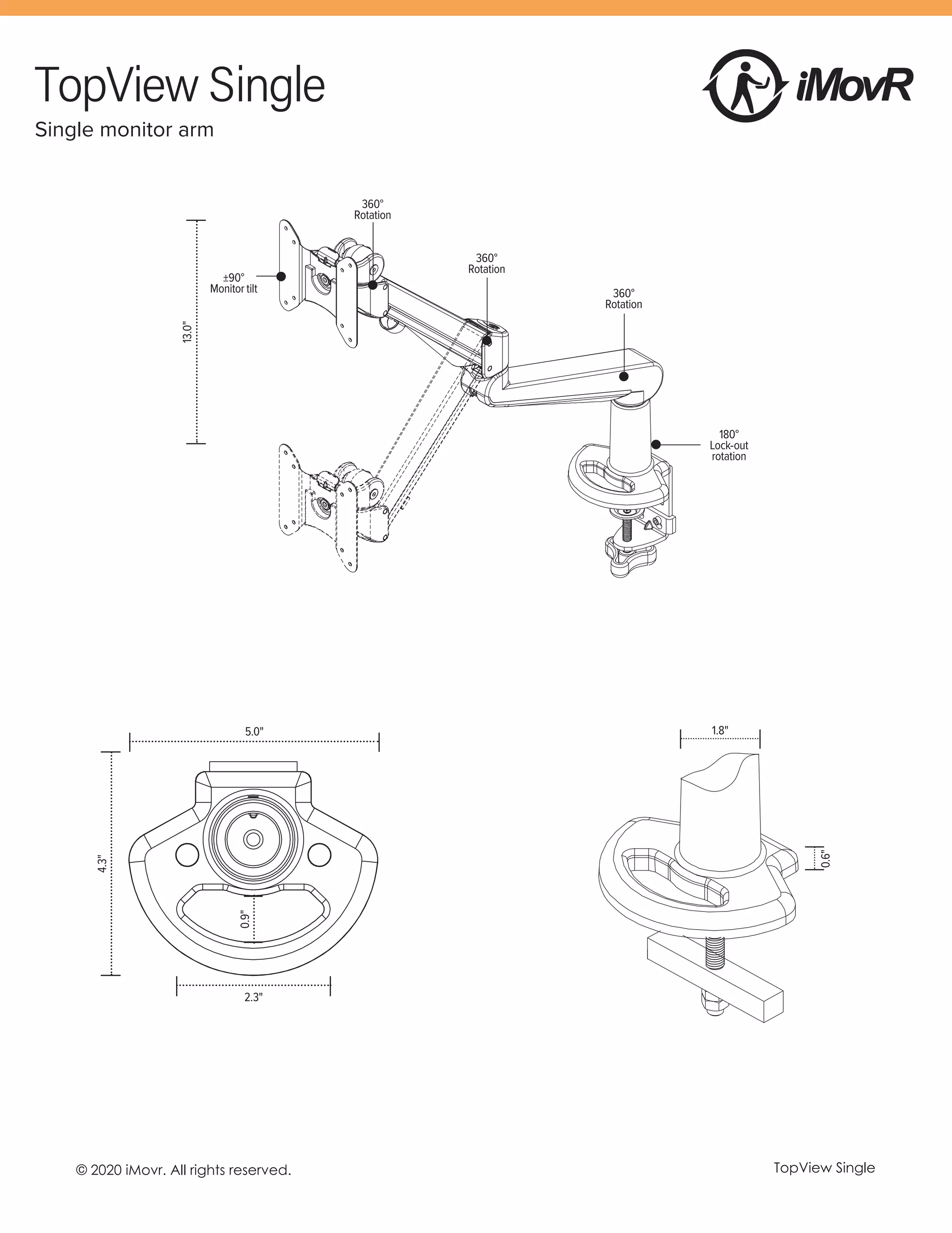 iMovR TopView Single Monitor Arm | PDF