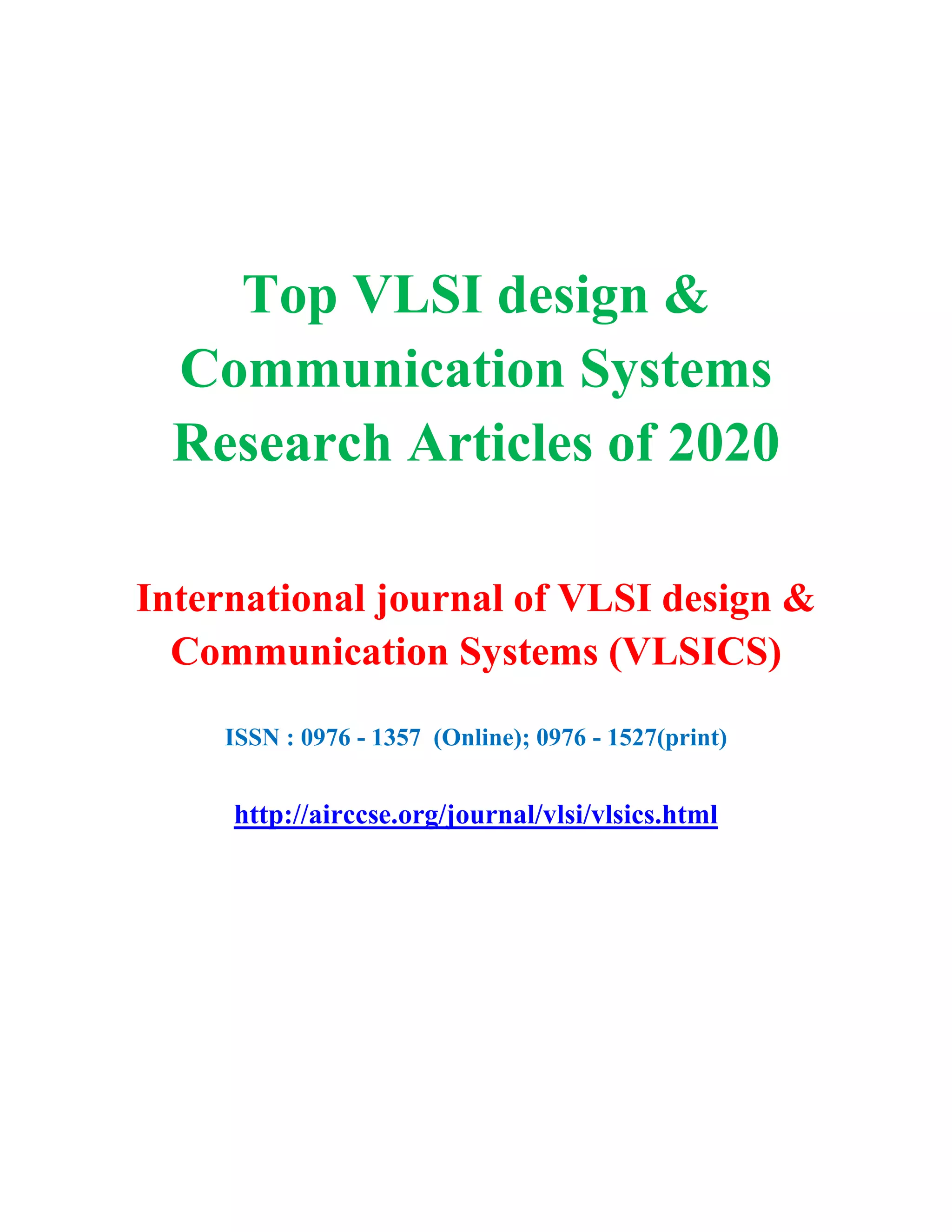 Top VLSI design &Communication Systems Research Articles of 2020 | PDF ...