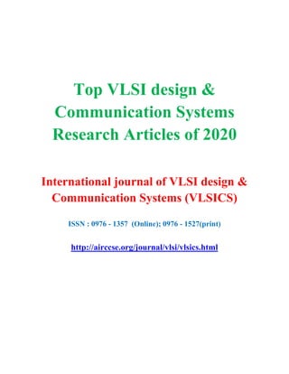 Top VLSI design &Communication Systems Research Articles of 2020 | PDF