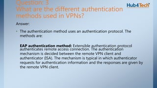 Top vpn interview question and answer | PPTX | Internet | Computing