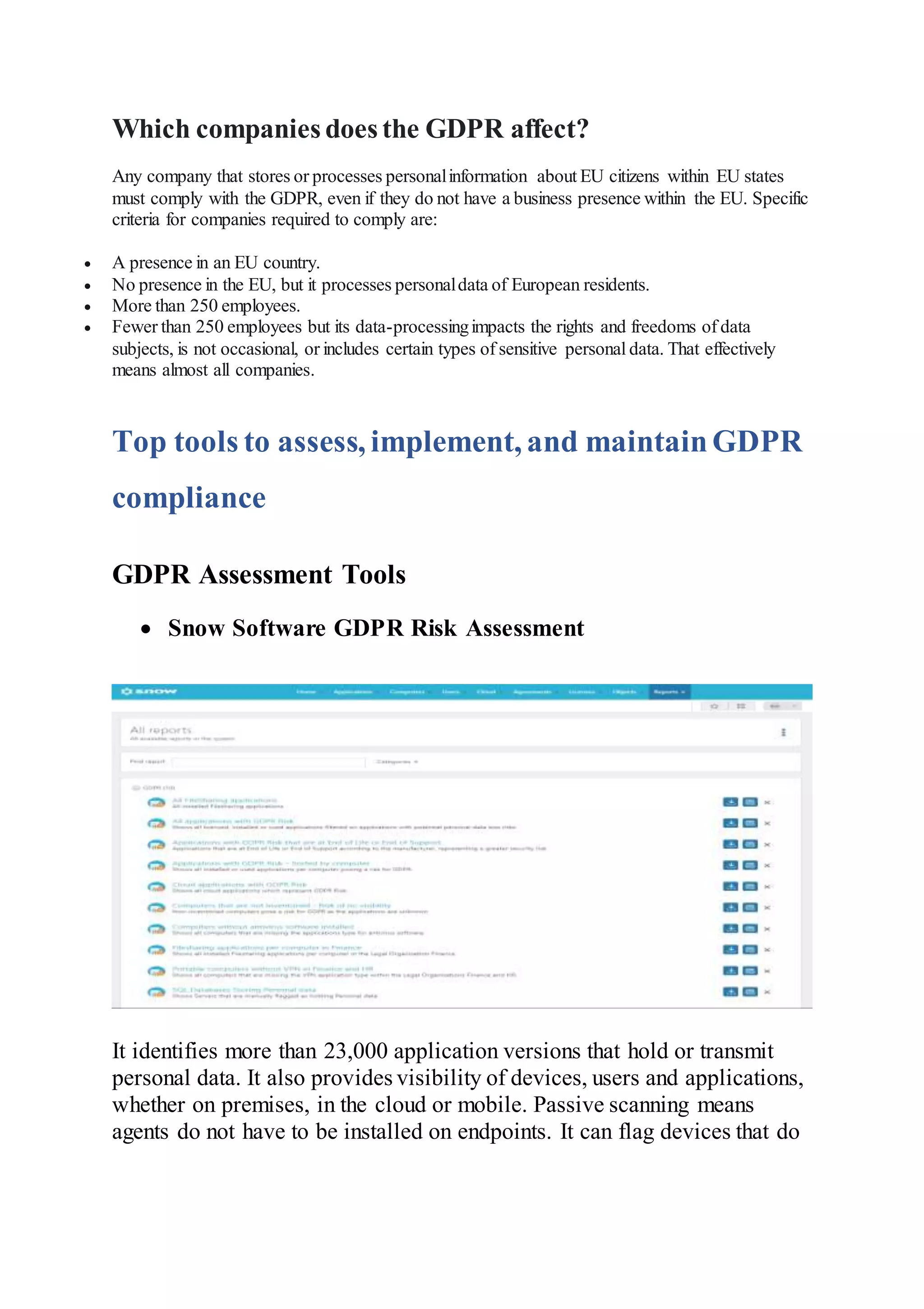 Top gdpr assessment tools | PDF